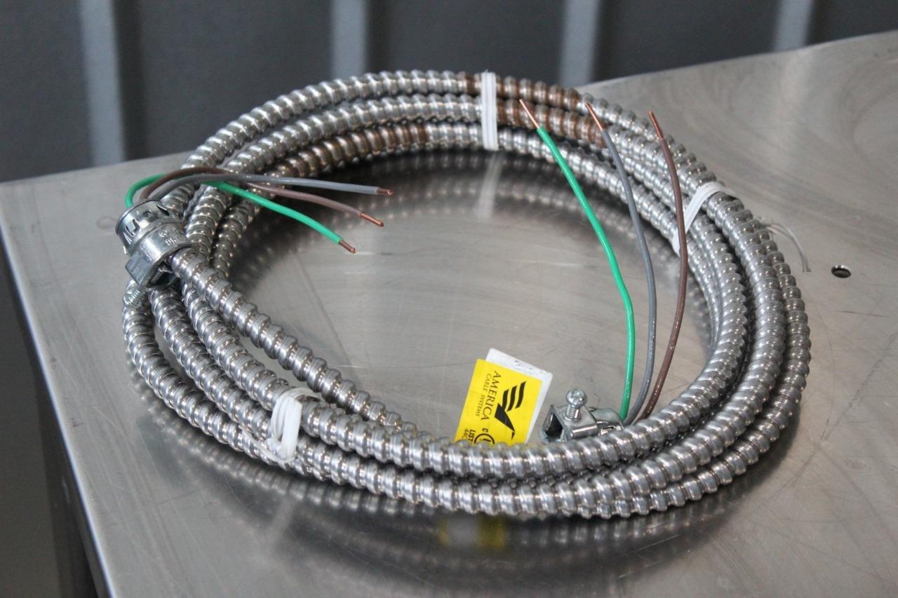 3-Wire Fixture Whip 12 Gauge Solid CU Wire x 14 ft Metal Clad MC Lite ...