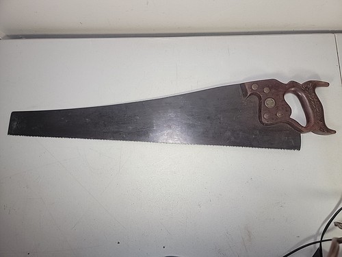 VINTAGE E.C. SIMONDS 26" HAND SAW W/ 1887 PATENT DATE & ORNATE ...