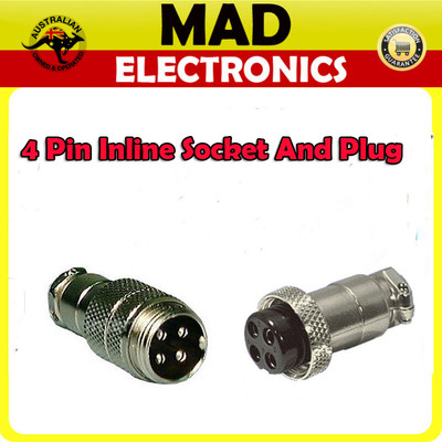 4 Pin inline Female Socket and Male Plug Connectors Pair Power Micphone ...