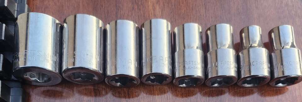 Sears Craftsman Tools USA 1/2" Drive 8pc SAE 12pt EASY READ Socket Set ...