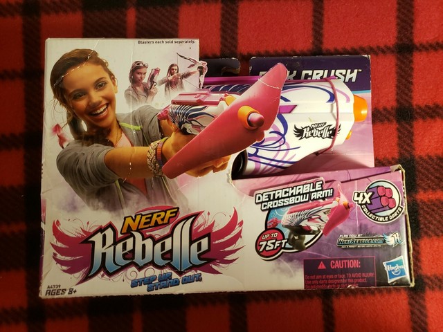 NERF Rebelle Pink Crush Blaster Crossbow Fires Darts up to 75 Feet 2in1 ...