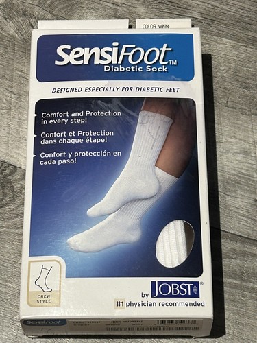 Jobst 110837 SensiFoot Diabetic Sock Crew Closed Toe Medium White NEW ...