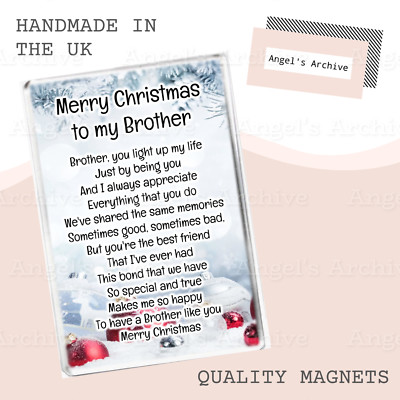 MERRY CHRISTMAS BROTHER SENTIMENTAL POEM LARGE FRIDGE MAGNET KEEPSAKE ...