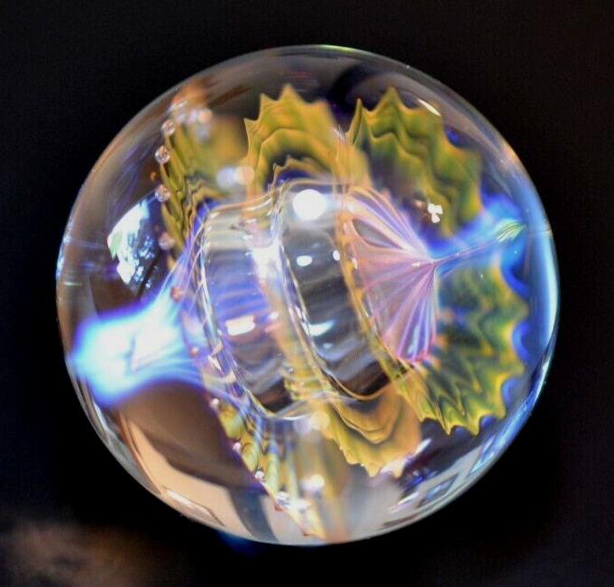 RYAN WHITMORE GLASS MARBLE/1.605"-TRIPLE SPINNING DERVISH-DELICATE ...