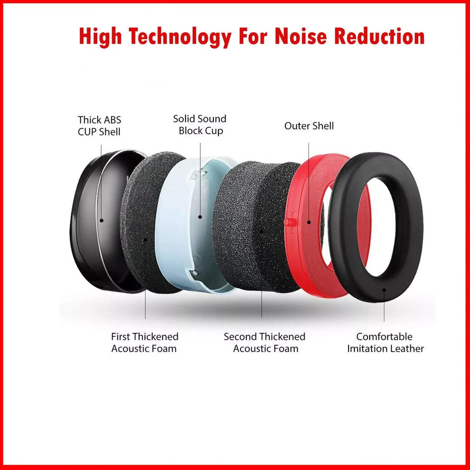 Adult Ear Defenders Ear Muffs Safety Hearing Protector Noise Cancelling ...