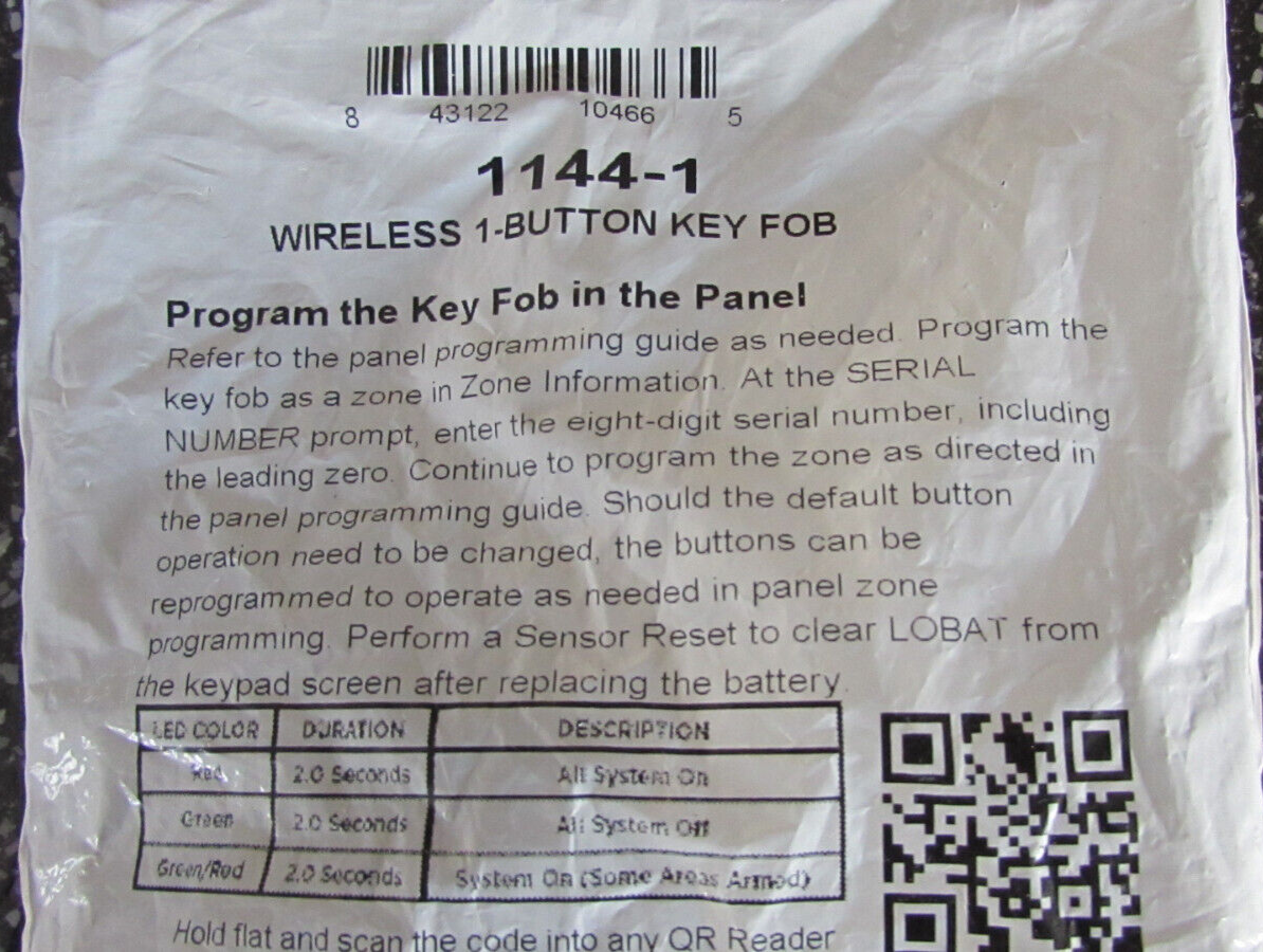 DMP Security 1144-1 Wireless 1 Button Key Fob Panic - NEW - Sealed ...