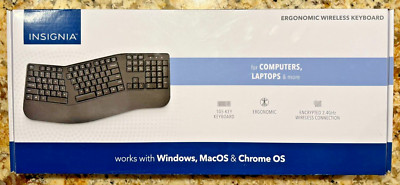 Insignia Full-Size Wireless Ergonomic Membrane Keyboard - Black | eBay