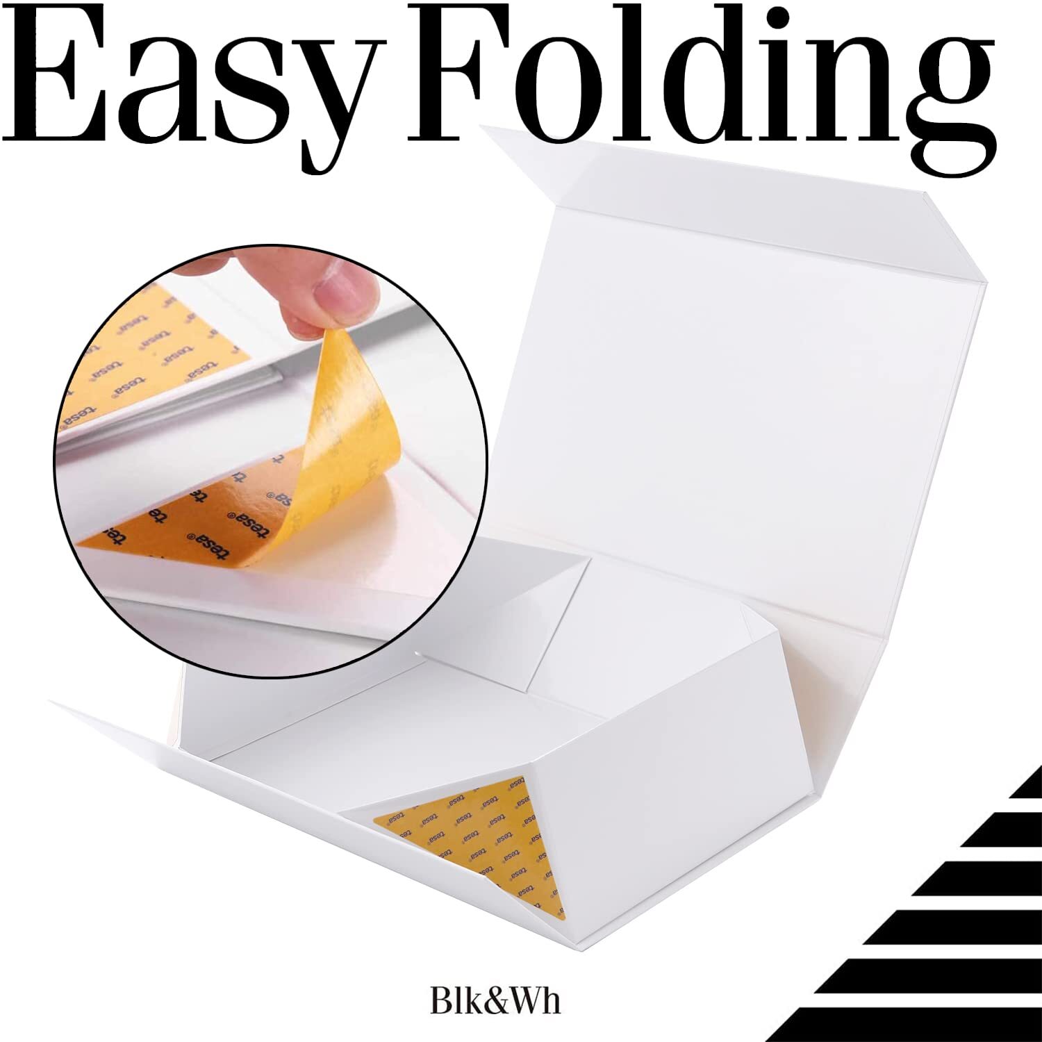 Collapsible Gift Box - 13.5x9x4.1 Inches White Large with Lid ...