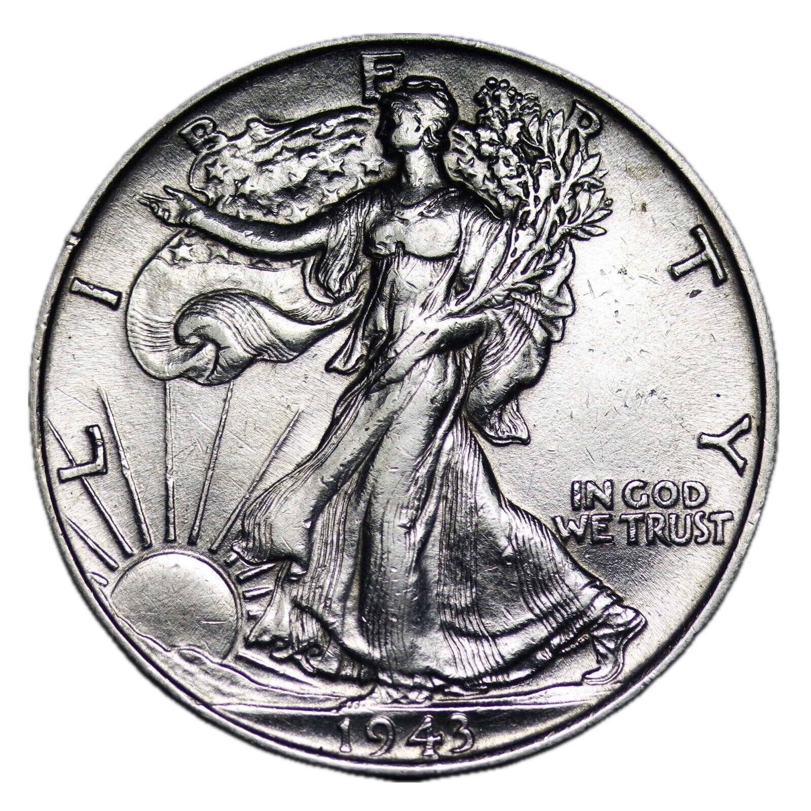 1943 Walking Liberty Silver Half Dollar AU ABOUT UNCIRCULATED NICE COIN ...