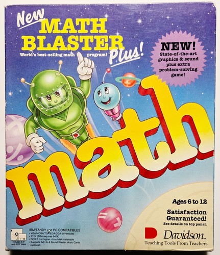 New Math Blaster Plus! (IBM Tandy PC, 1991) *COMPLETE IN BIG BOX ...