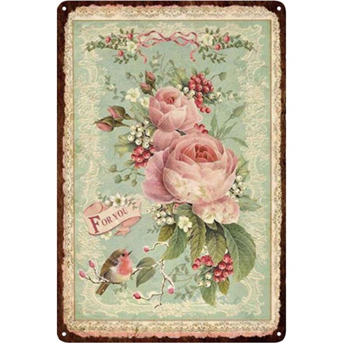 Vintage Metal Tin Sign Plaque Wall Flower Posters Iron Painting for Bar ...