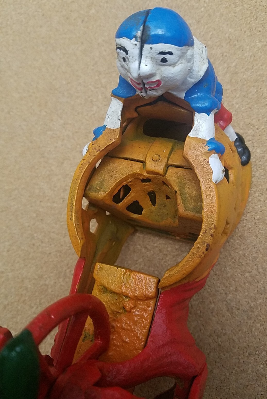 Vintage Cast Iron Mechanical Bank Professor Pug Frogs Great Bicycle ...