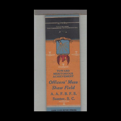 Matchbook Cover - Military Officers Mess Shaw Field Army Air Force Base ...
