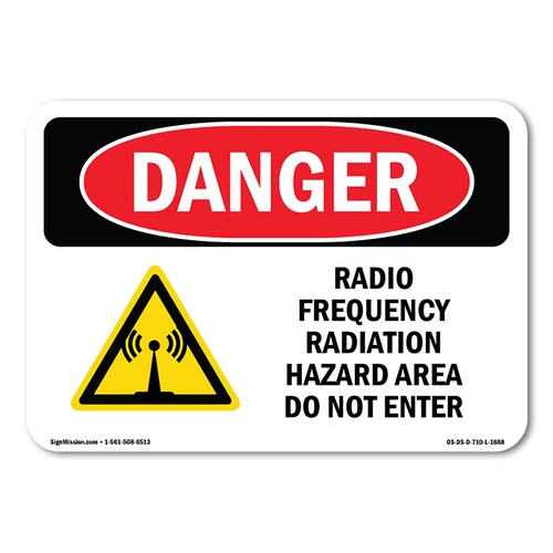 Radio Frequency Radiation Hazard Area ANSI Danger Sign Metal Plastic ...