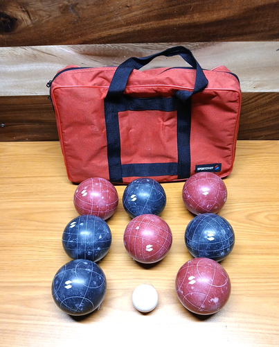 Vintage Sportcraft Italian Bocce Ball Set Red & Black 8 Balls + 1 Jack ...