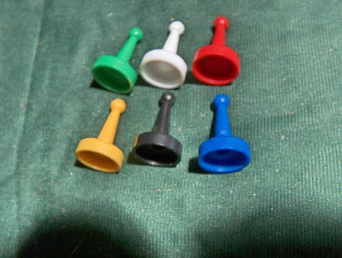 6 plastic game pawns - red blue green yellow white black 1" d4 | eBay