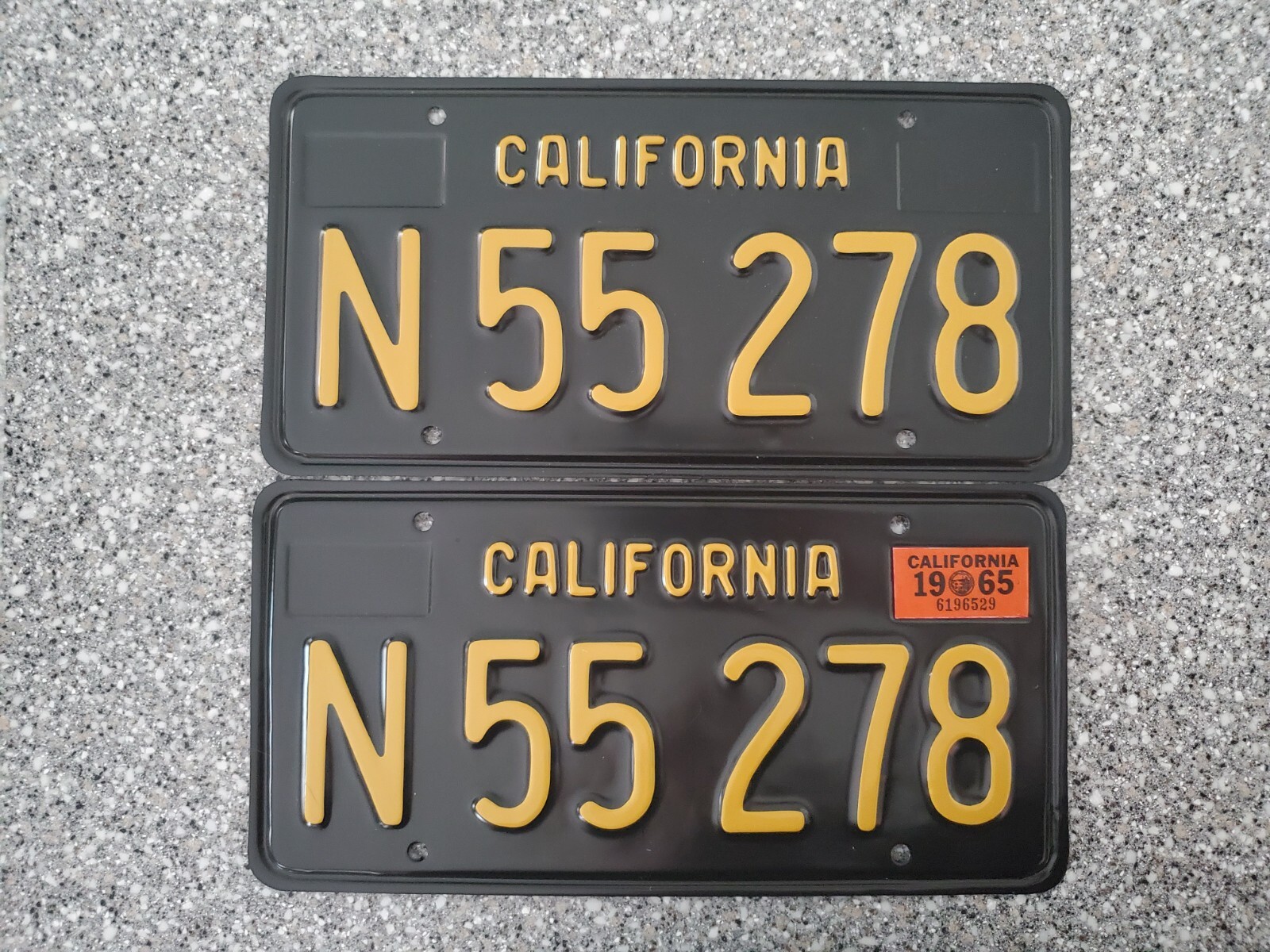 1963 Black California Commercial License Plates, 1965 Validation ...