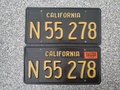 1963 Black California Commercial License Plates, 1965 Validation ...