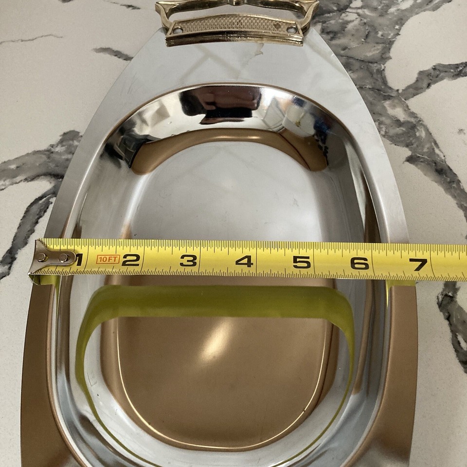 Vintage Kromex Serving Tray Brass Handles Chrome Platter MCM 1950s ...