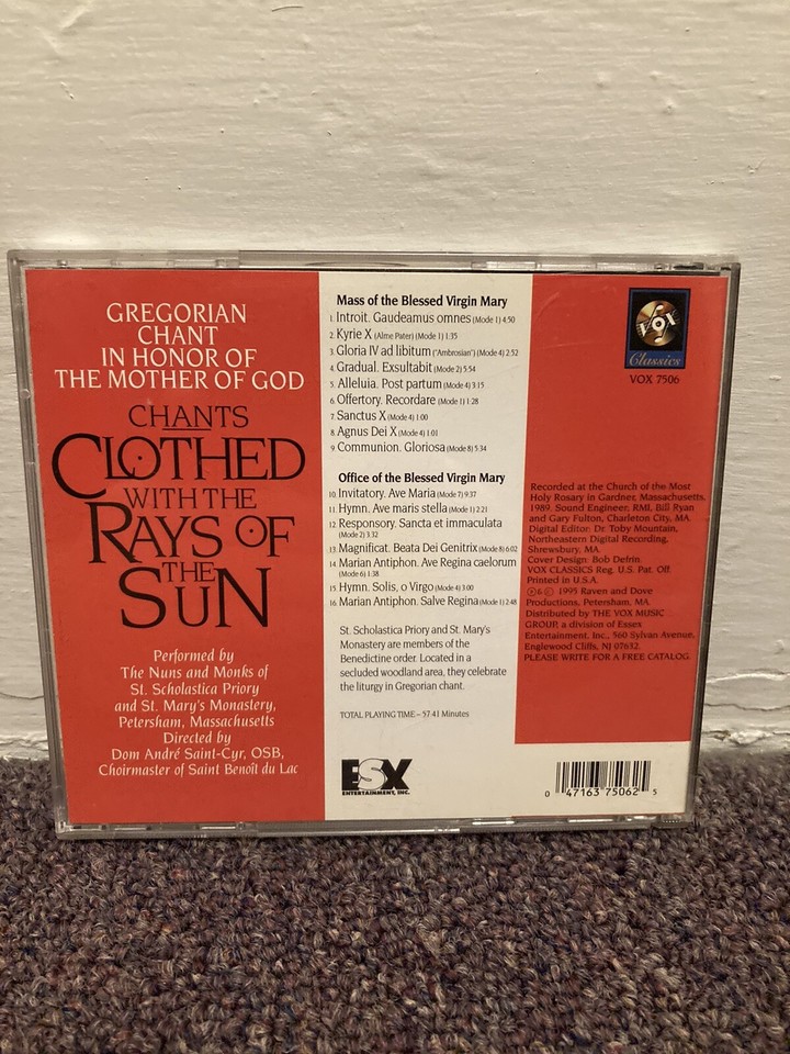 Chants Clothed With The Rays Of The Sun CD Vox Classics Gregorian Chant ...