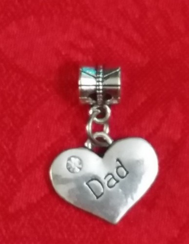 ANTIQUE SILVER DAD - FATHER CHARM - HEART - LOVE - HERO - FAMILY - U ...