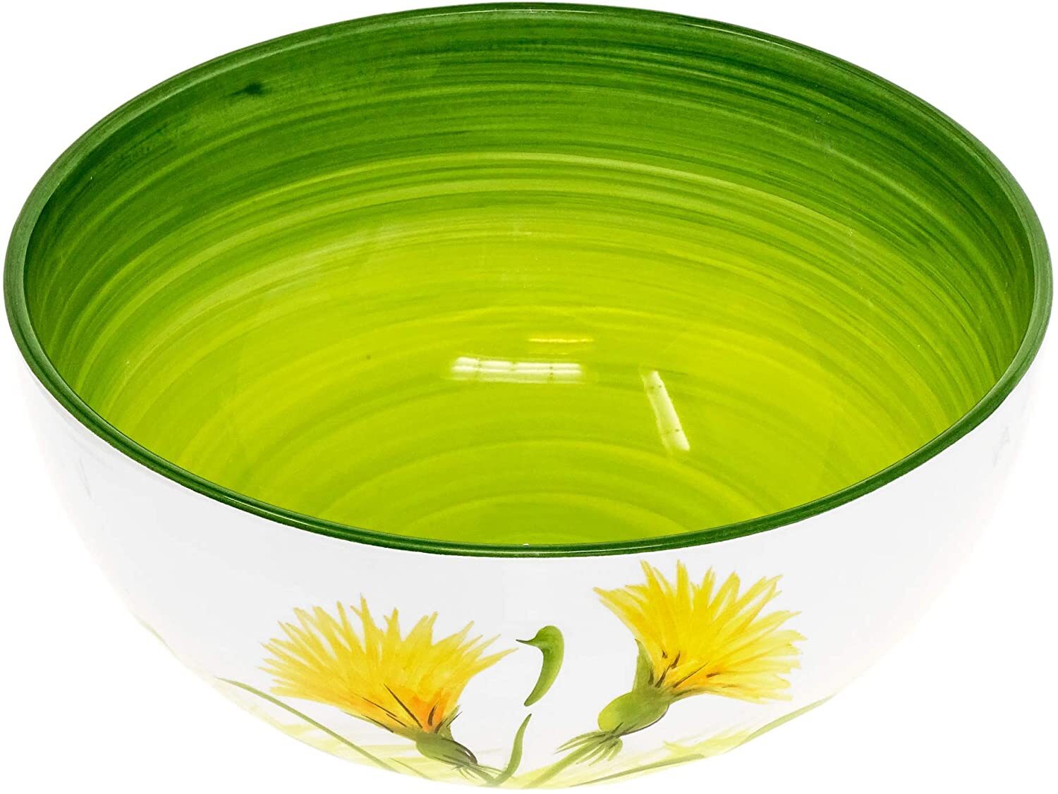 italienische Salatschüssel Pusteblume Keramik Schale bemalt, große ...