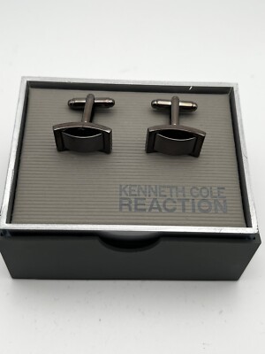 Kenneth Cole Reaction cufflinks Silver Gray Groomsmen Gift NEW IN BOX ...