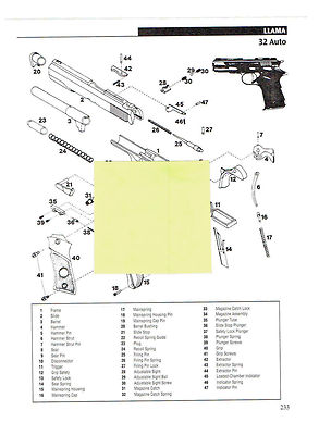 Llama 32 Auto Pistol 357 Revolver Exploded View Parts List 2011 Ad Ebay