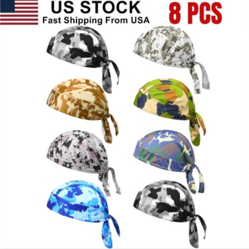 8 Pack Do Rag Skull Caps for Men Sweat Wicking Doo Rags Cooling Helmet ...