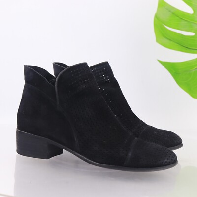 Sam Edelman Women's Pamina Boot Size 6 Black Suede Low Heel Perforated ...