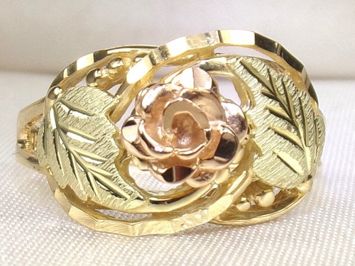 South Dakota Black Hills 10k Yellow Gold .417 Band Fine Rose Ring-Size ...