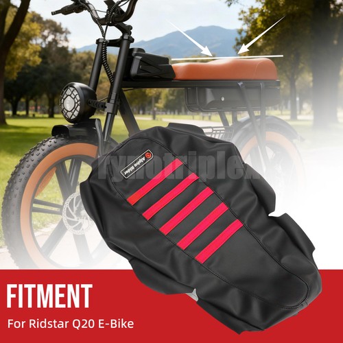 Black & Red Anti-Slip Texture Seat Cover For Ridstar Q20 E Bike Model ...