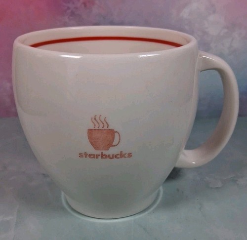 Vintage 2004 STARBUCKS Cup Abbey II Barista White Red Steaming Coffee ...