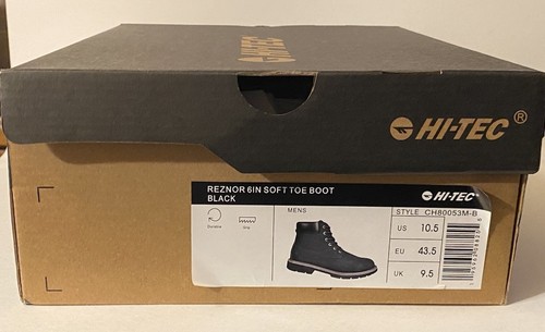 Hi-Tec Reznor Men's 6in Soft Toe Black Work Boots Size 10.5 New | eBay