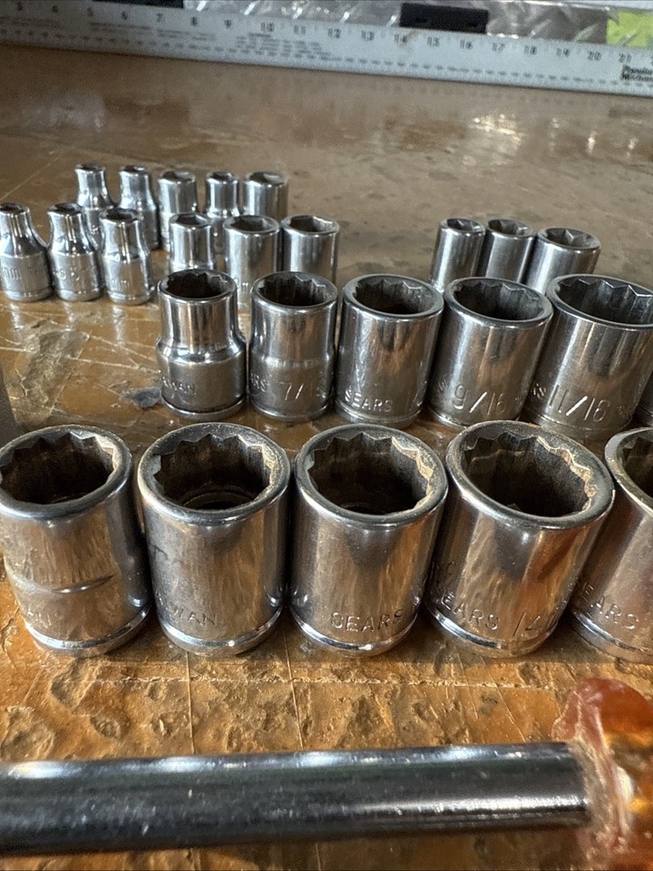 Sears Made In Taiwan Socket Set 1/4 3/8 Extension Orange Handel Vintage ...