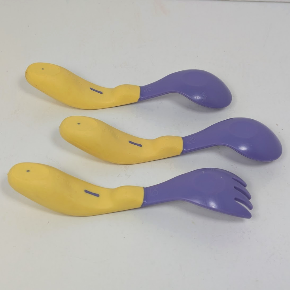 Tupperware Soft Grip Spoon Fork (Set 3) Baby Child 4449A 4448A Purple ...