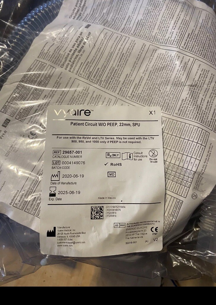 VYAIRE LTV 1100, 1150, 1200 ADULT PATIENT CIRCUIT W/OUT PEEP (CS/10 ...