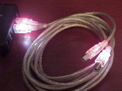 USB 2.0 A type -B type LED Light Printer Cable, Red, White, 6 Ft, 2 ...