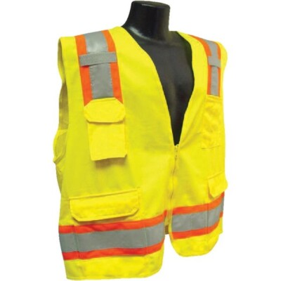 (24)-Radians Rad Wear ANSI Class 2 Hi Vis Green Safety Vest, 2XL Model ...