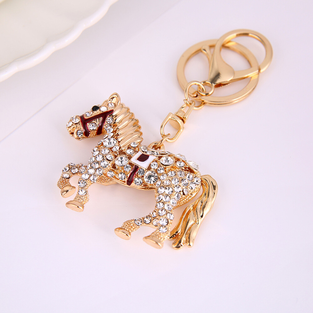 Cute Horse Key Ring Chain Rhinestone Pendant Keychain Bag Purse Car ...