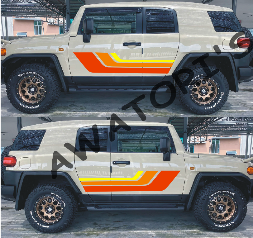 Graphic Tricolor Racing Stripe Side Sticker For Toyota FJ CRUISER Car ...