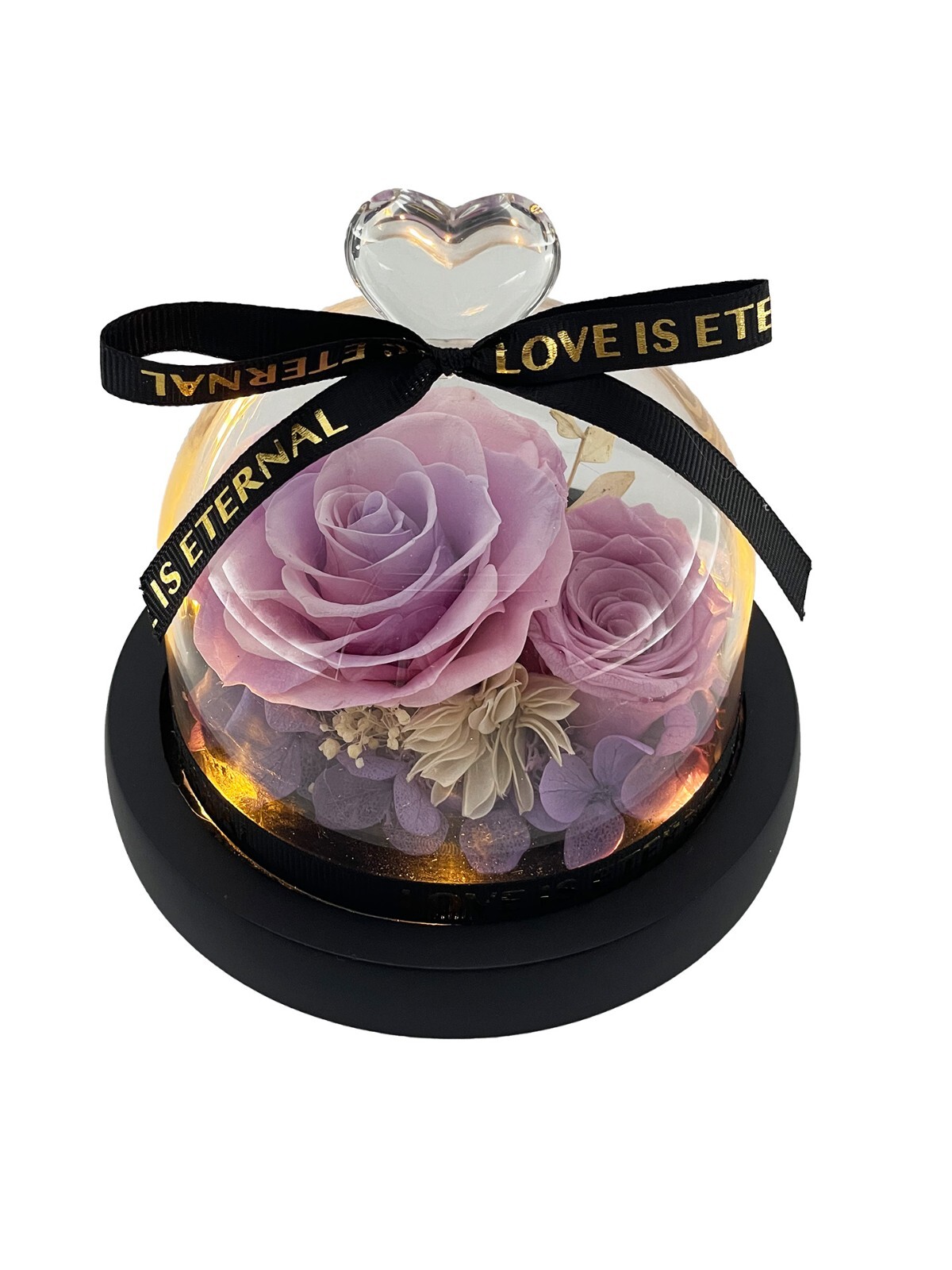 Forever Everlasting Roses With Illuminated Fairy Light in heart-shaped Dome | eBay