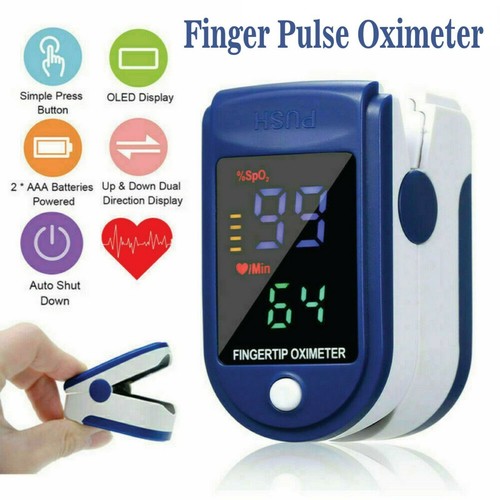 Finger Tip Pulse Oximeter Meter SpO2 Oxygen Saturation rate Heart Blood ...
