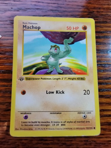 Machop 1st Edition Shadowless 1999 Pokemon Card Base Set 52/102 MP | eBay