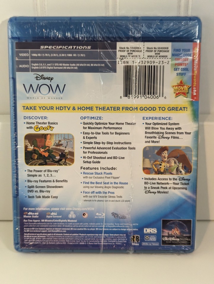 Disney WOW World of Wonder Optimize Your HDTV Home Theatre Blu-Ray ...