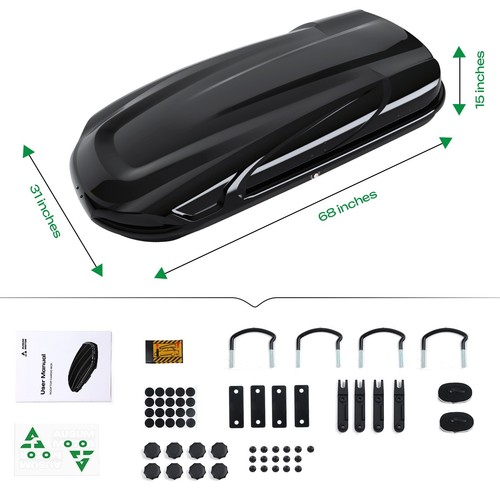 16 Cu. Ft. Rooftop Cargo Box Car Top Cargo Carrier Roof Mount Storage ...