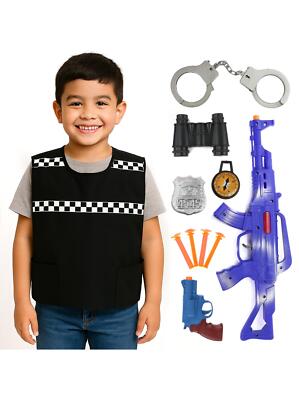BOYS POLICE OFFICER COSTUME SET POLICE COPPER UNISEX KIDS FANCY DRESS ...