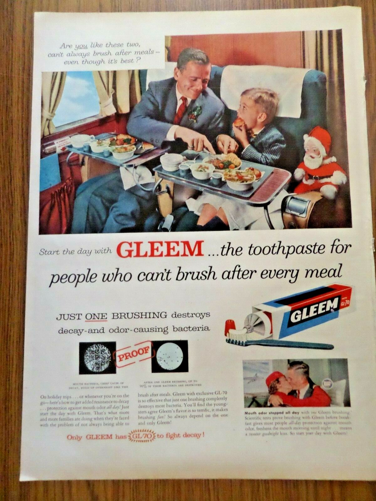 1957 Gleem Toothpaste Ad Father Son Travelling Airplane 1957 Carling ...
