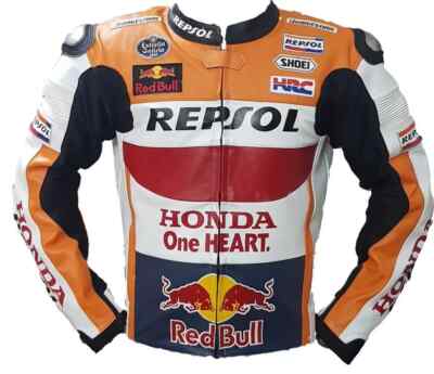 Repsol Honda Motorcycle Racing Jacket – Cowhide Leather Riding Gear | eBay