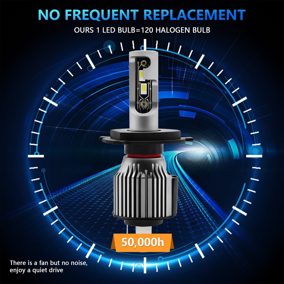 H4 LED Spotlight Car Headlight Fog Light Bulbs Lamps Kit Bright White ...